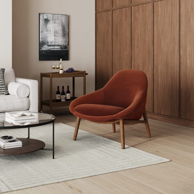 Sunny Hale Rust Velvet Low Lounge Chair | Article