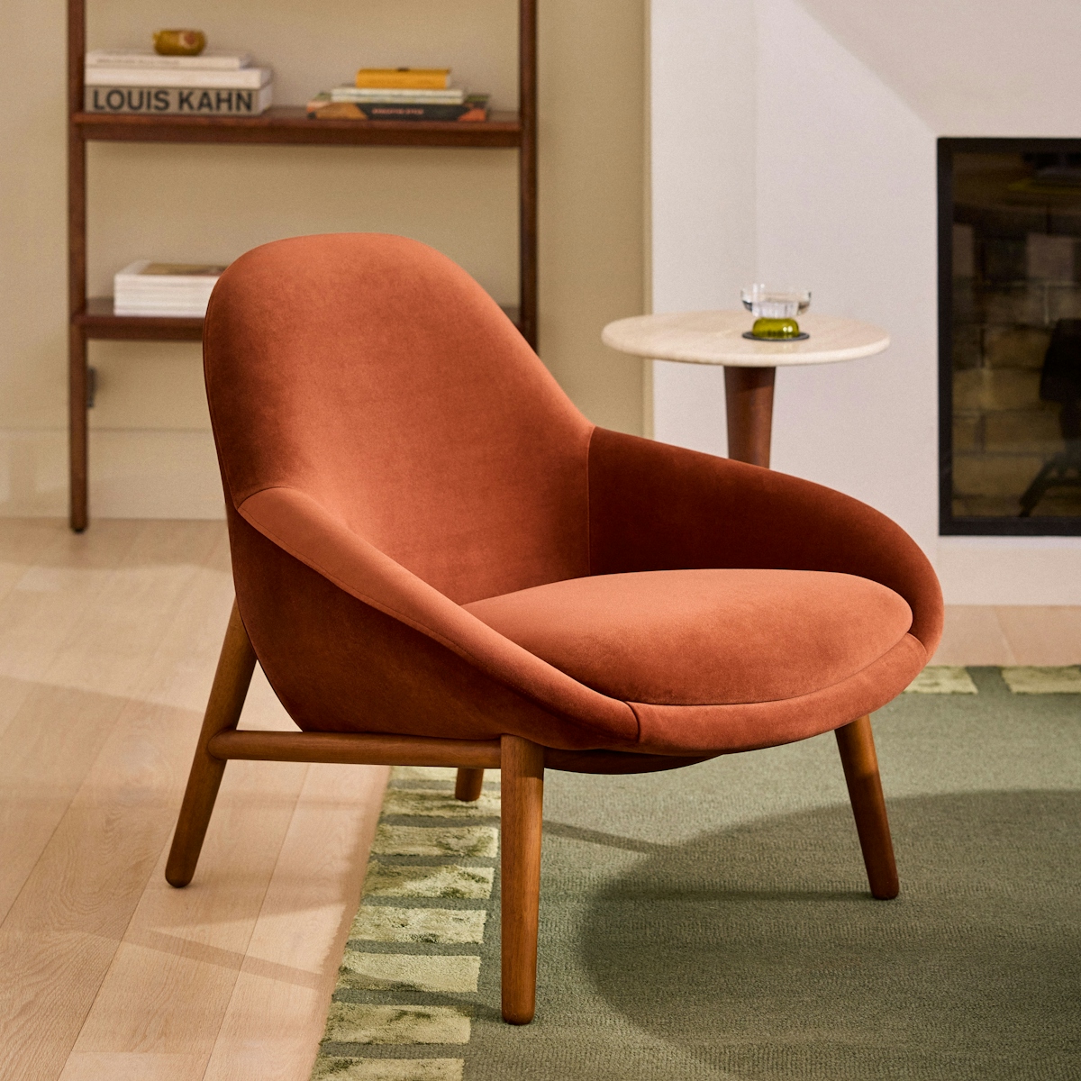 Sunny Hale Rust Velvet Low Lounge Chair | Article