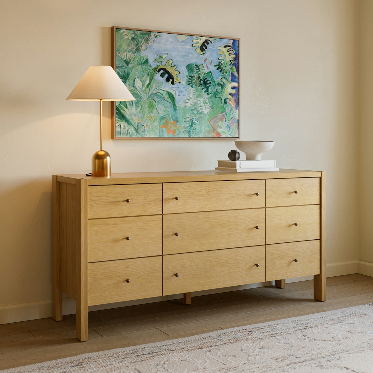 Cassie Natural Oak 9-Drawer Triple Dresser | Article