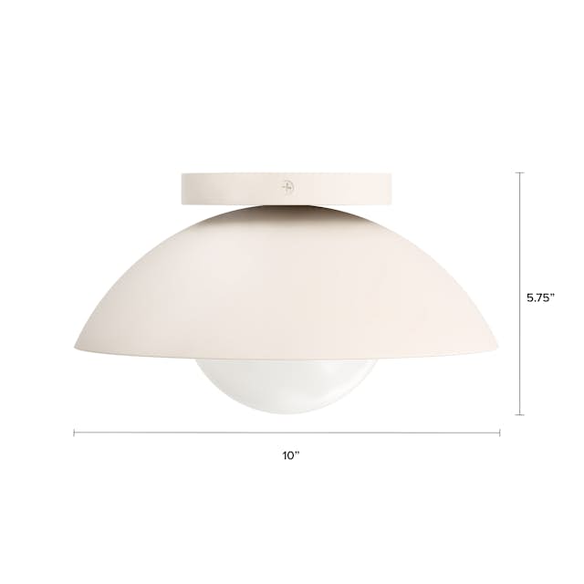 Gemma Rice White Small Metal Flushmount Semi Circle Ceiling Light ...