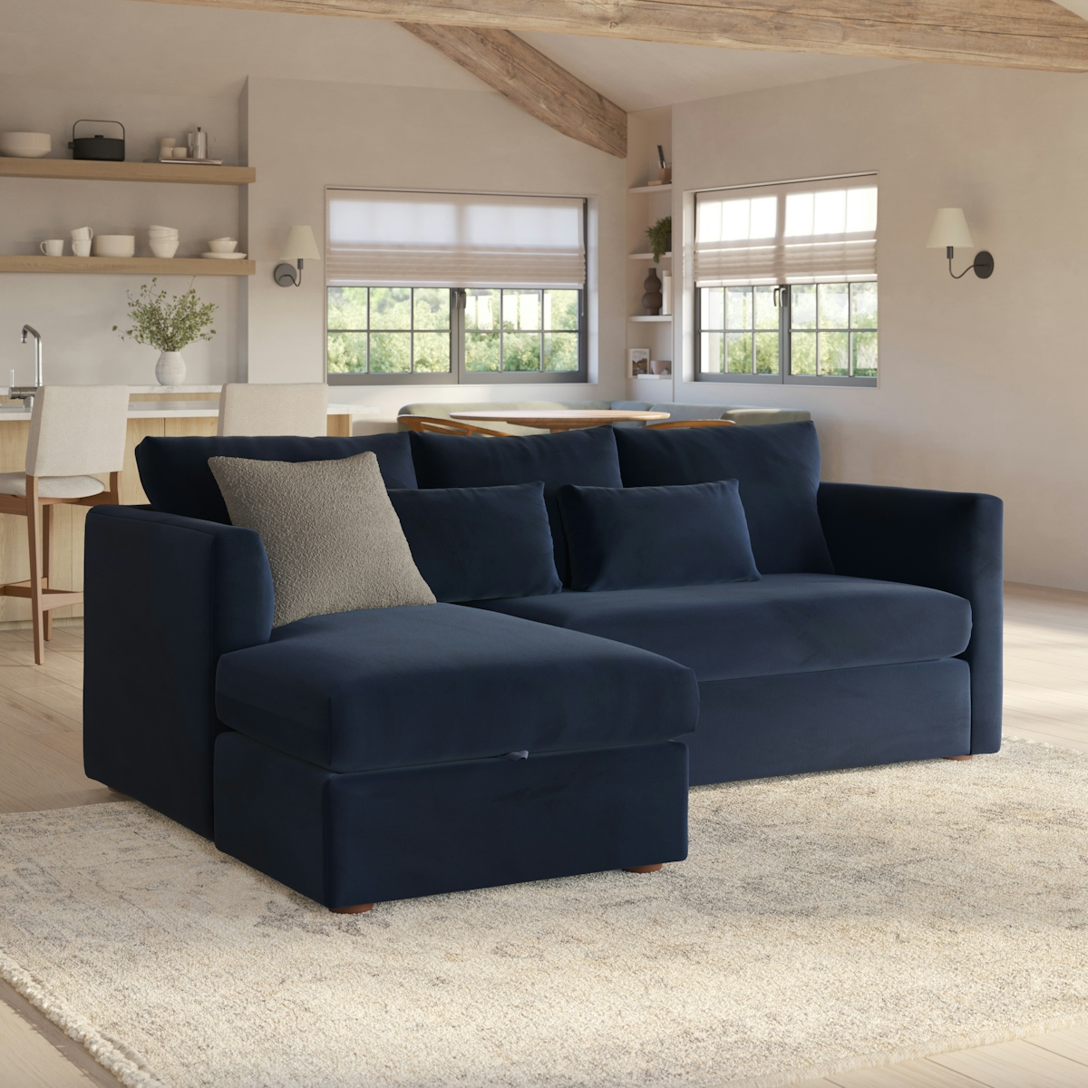 Marina Hale Ink Velvet 90" Reversible Sleeper Storage Sectional | Article