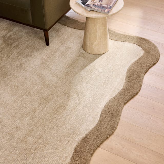 Runar 8x10 Sand Scalloped Edge Handmade Area Rug | Article