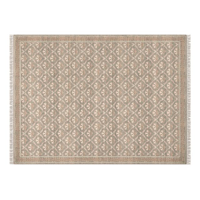 Cecile Olive Green and Earthy Beige Reversible 9 x 12 Rug | Article