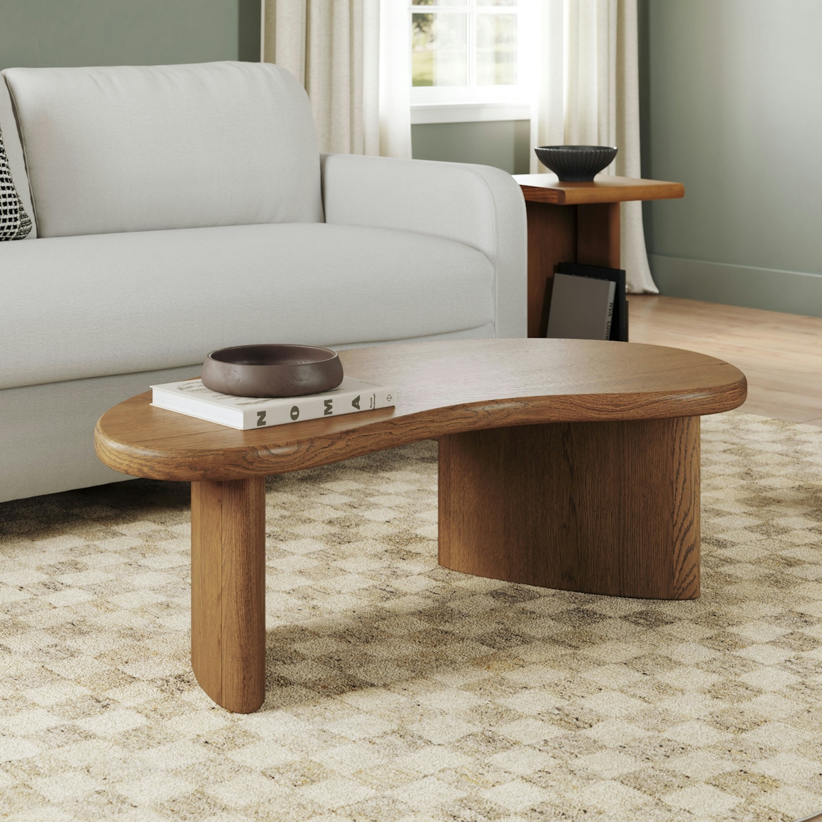 Neah Smoked Oak Solid Wood Coffee Table, Scandinavian Style | Article