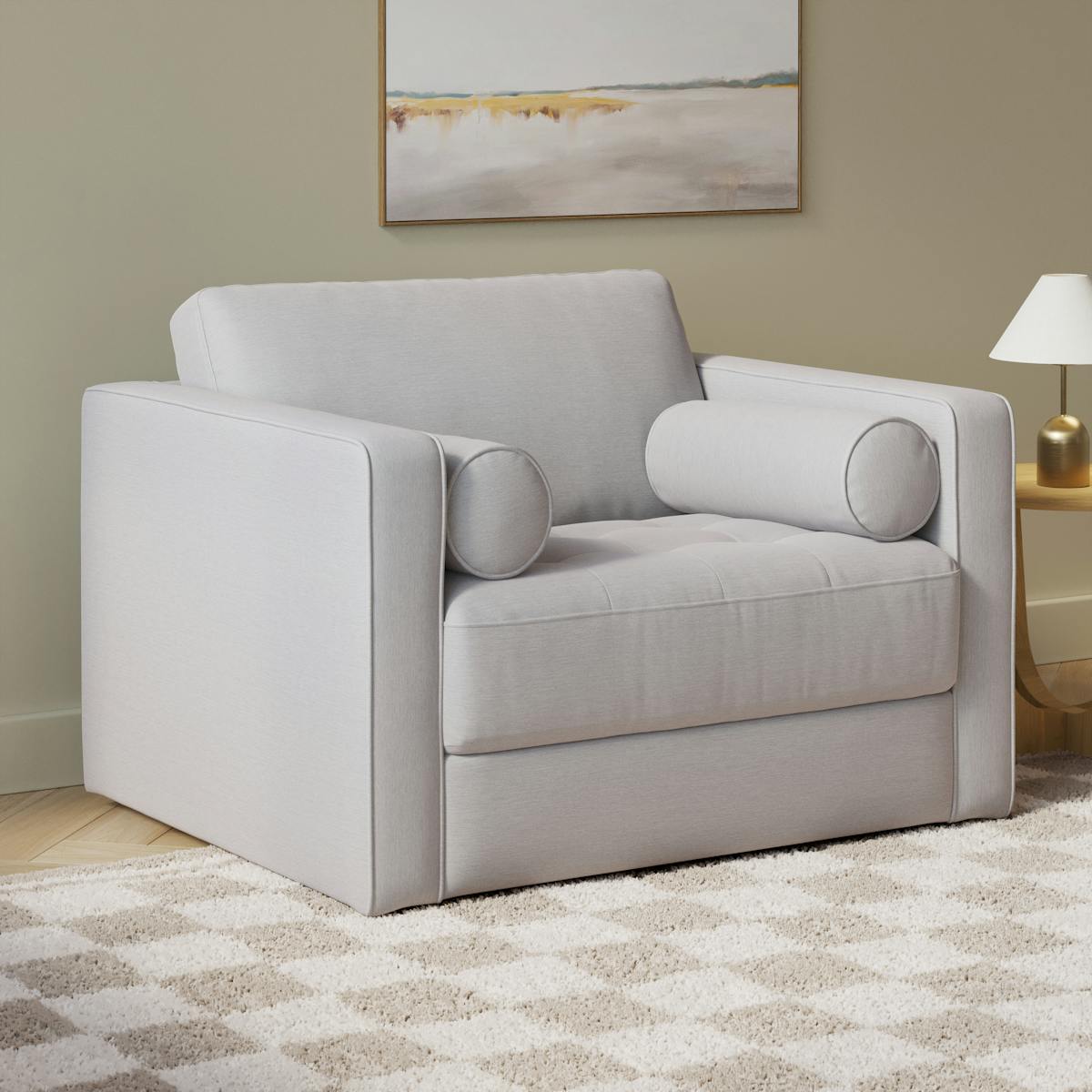 Sven Silver Ivory Fold-out Bed Sleeper Lounge Chair | Article
