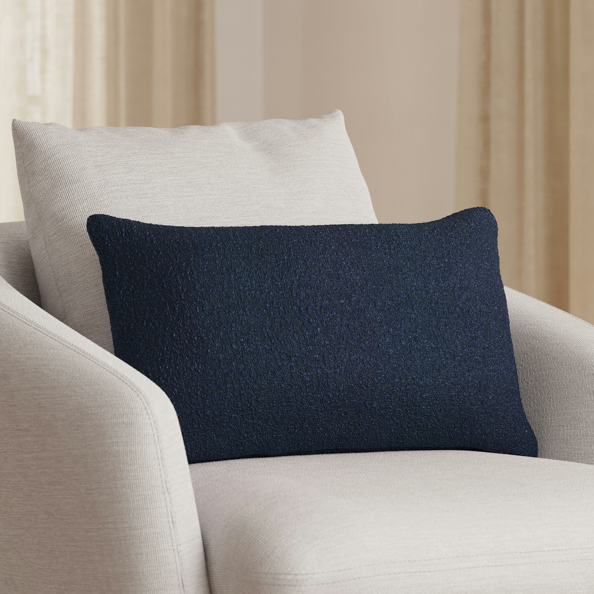 Gabriola Catalina Blue Bouclé Lumbar Throw Pillow | Article