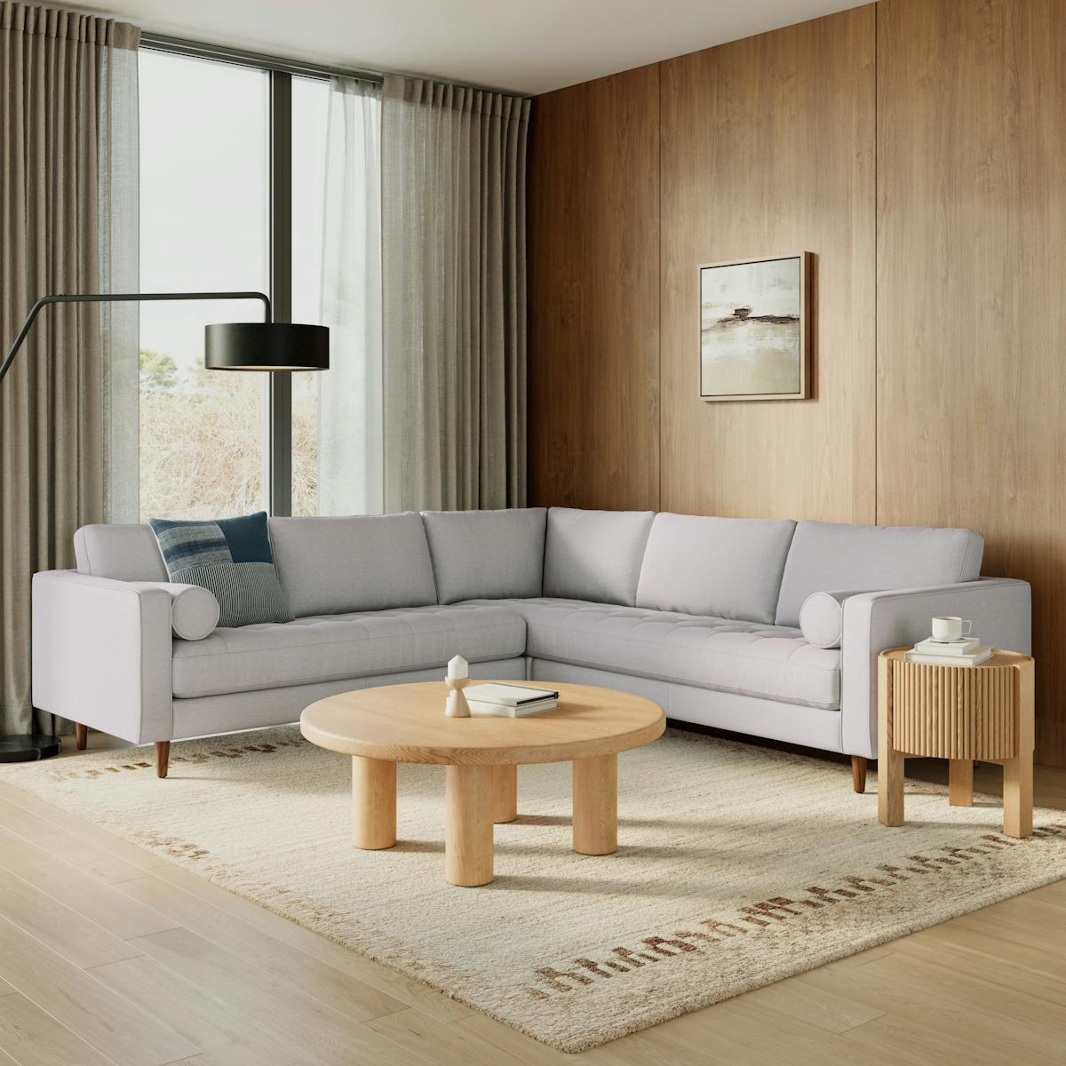 Sven Silver Ivory Tufted Corner Sectional Sofa | Article