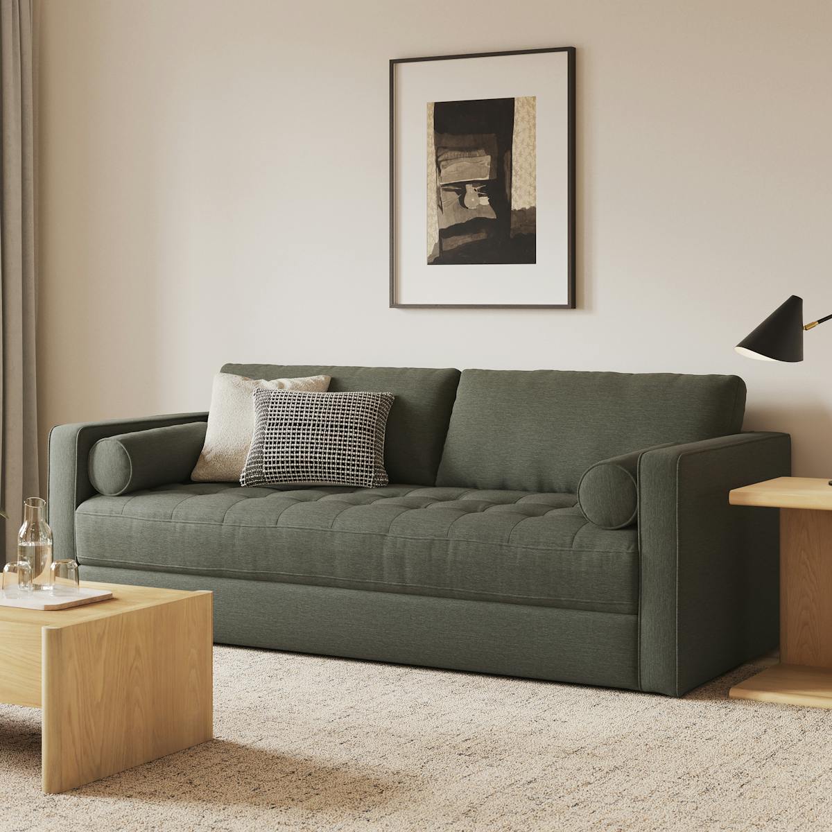 Sven Silver Moss Tufted Fold-out Sofa Bed | Article