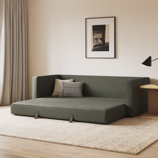 Sven Silver Moss Tufted Fold-out Sofa Bed | Article
