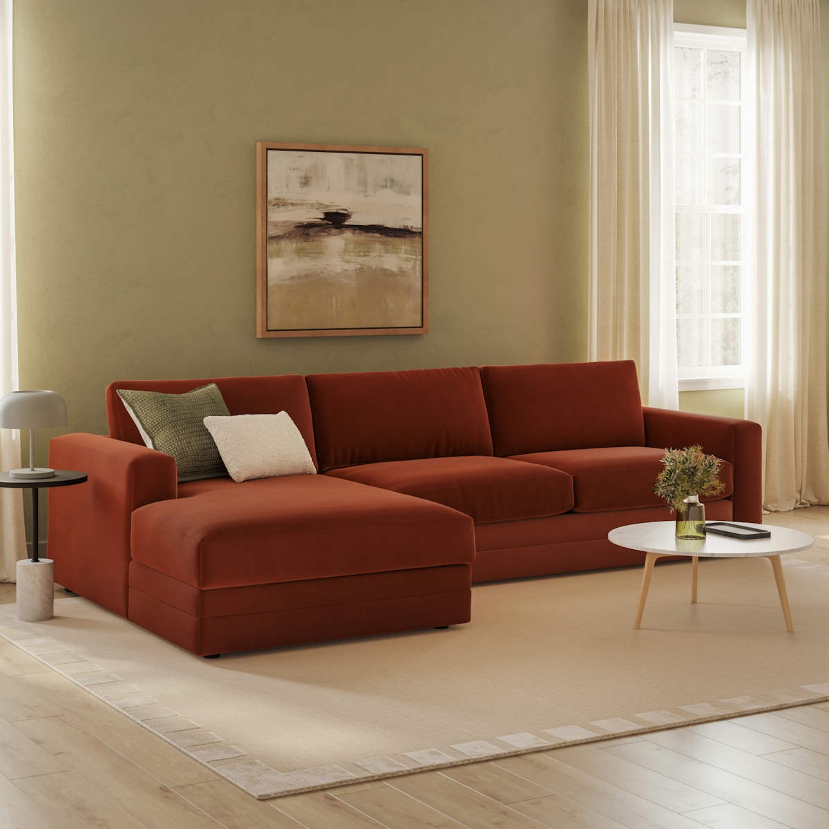 Riley Hale Rust 118" Left Storage Sleeper Sectional | Article