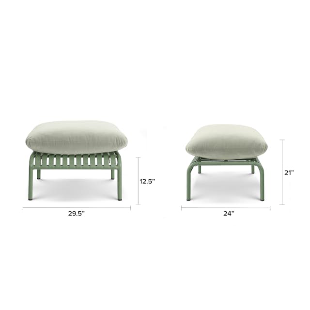 Sarek Sunbrella® Mint and Khaki Green Outdoor Loveseat and Lounge Chair ...