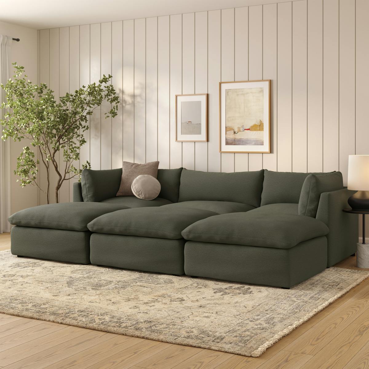 Leigh Silver Moss 121.5" Modular Open Pit Sectional | Article