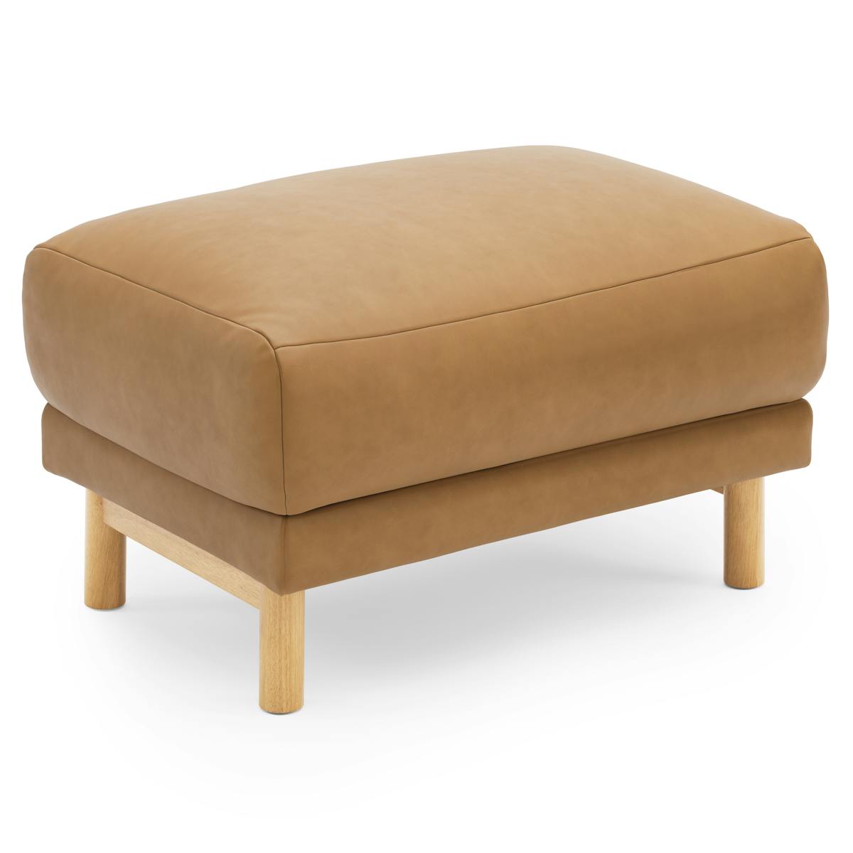 Nora Charme Tan Leather Ottoman | Article