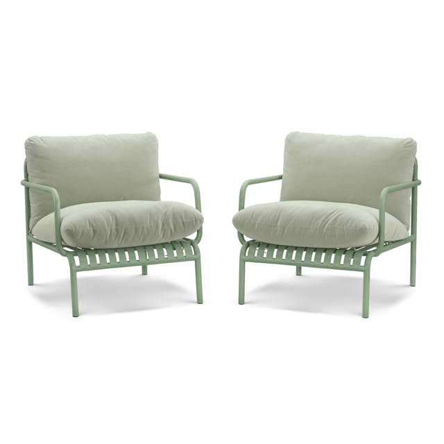 Set of Two Sarek Sunbrella® Mint Outdoor Lounge Chairs | Article