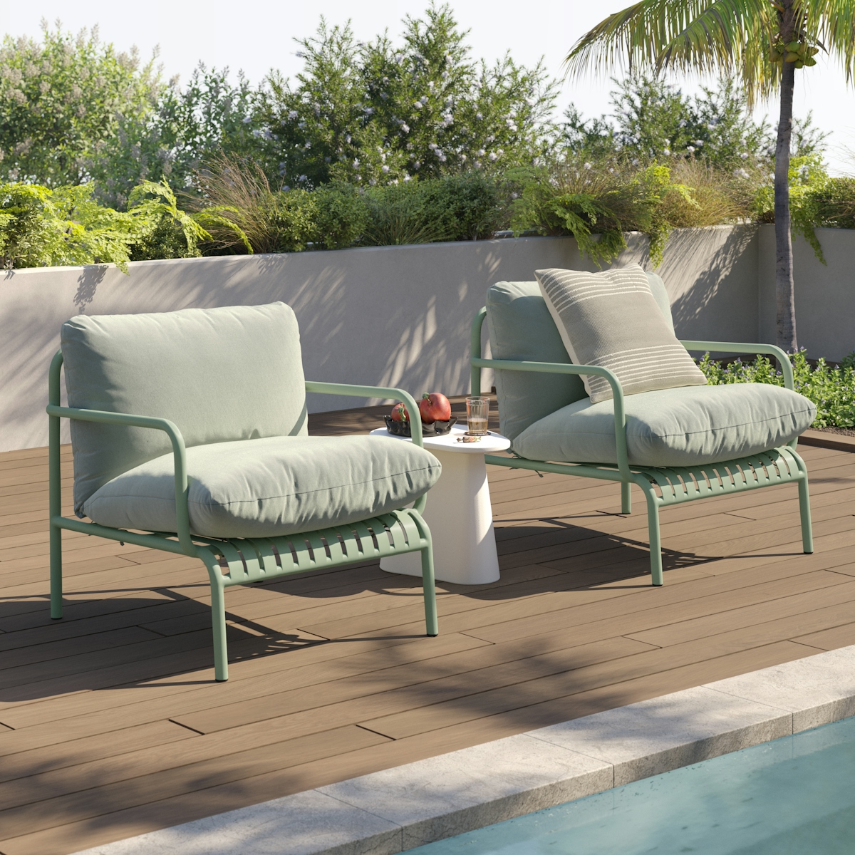 Set of Two Sarek Sunbrella® Mint Outdoor Lounge Chairs | Article
