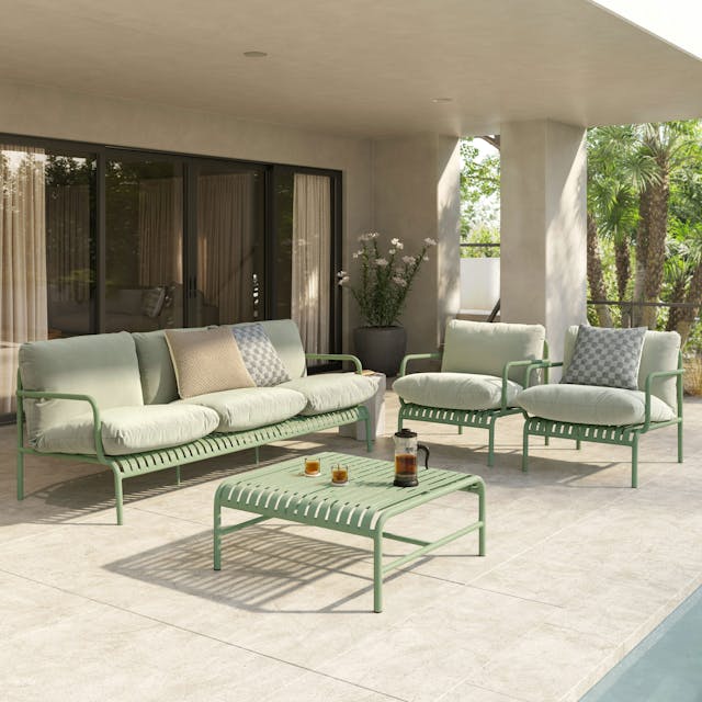Set of Two Sarek Sunbrella® Mint Outdoor Lounge Chairs | Article