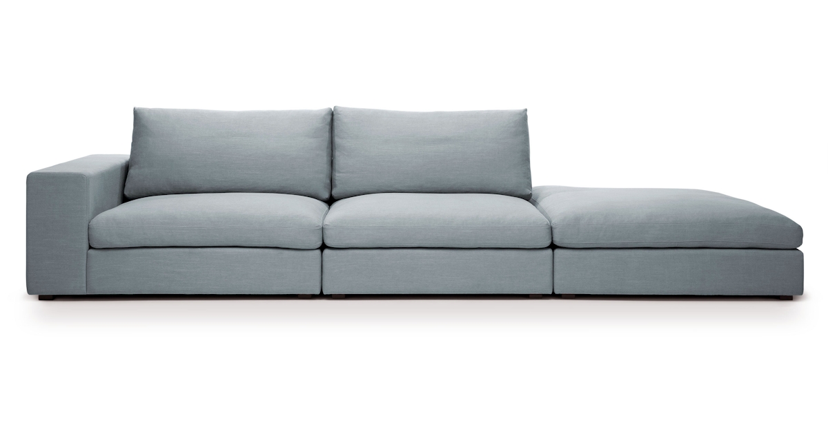 Cube Glacier Blue Modular Sofa, Left Arm | Article