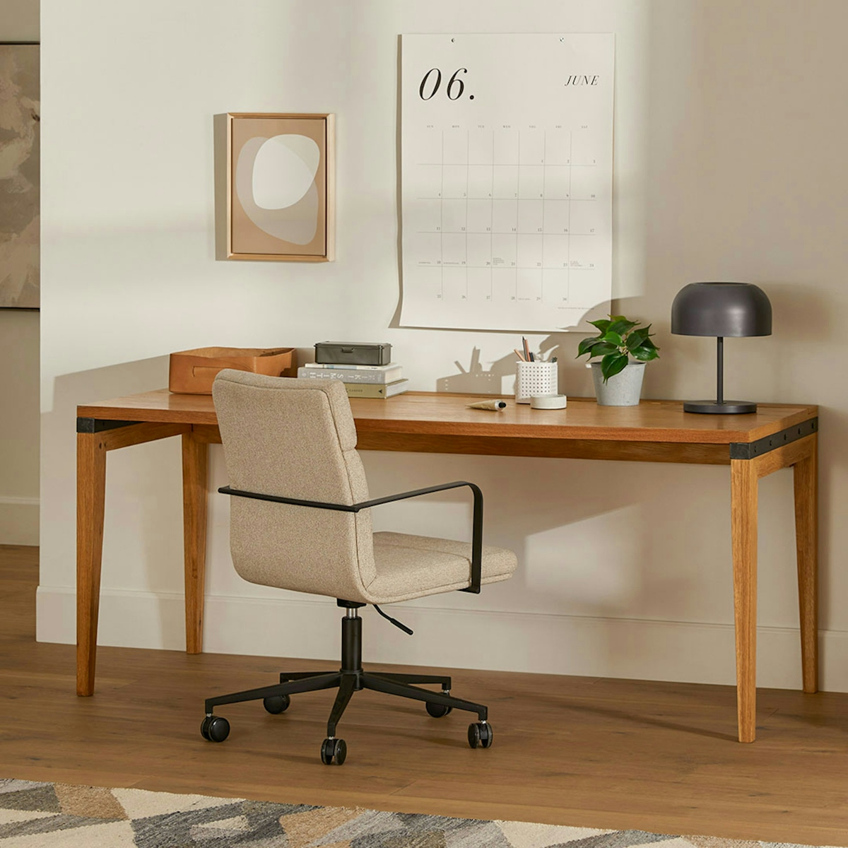 71" Powder Coated Steel & Rustic Oak Wood Computer Desk | Madera | Article