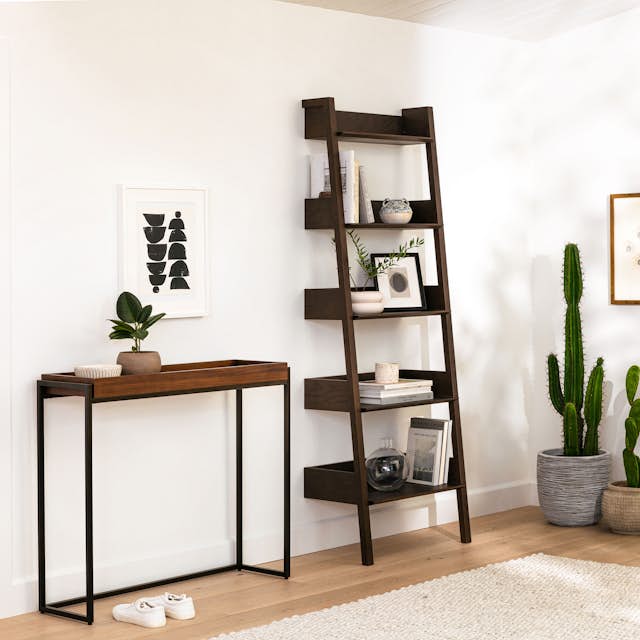 Bronze & Stained Walnut Wood Console Table | Oscuro | Article