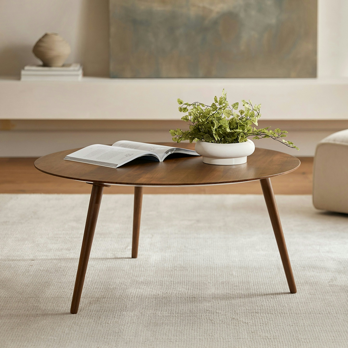 Amoeba Walnut Round Coffee Table | Article