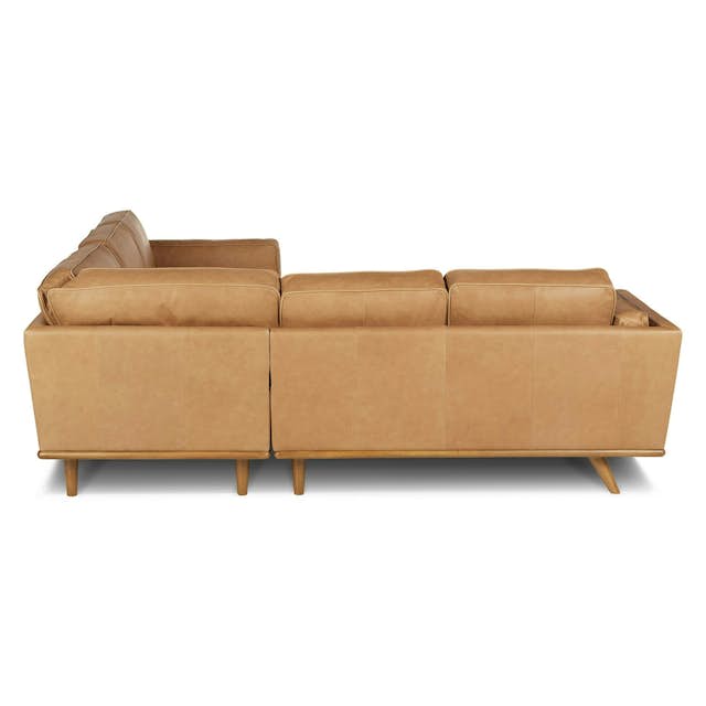 Timber Charme Tan Italian Leather Corner Sectional, Solid Honey Oak ...