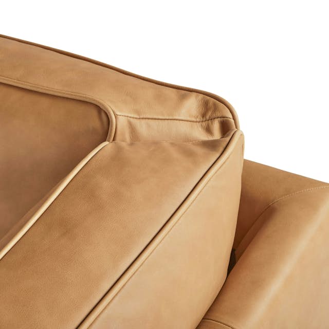 Timber Charme Tan Italian Leather Corner Sectional, Solid Honey Oak ...