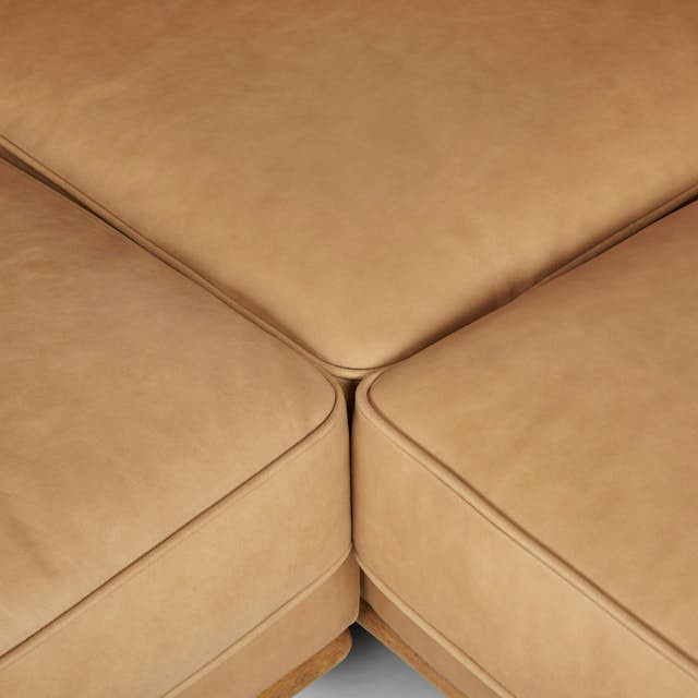 Timber Charme Tan Italian Leather Corner Sectional, Solid Honey Oak ...