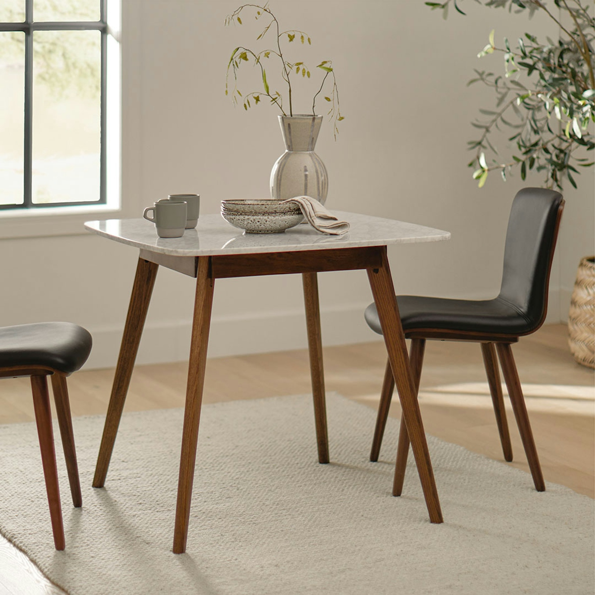 Square Oak & Marble Cafe Table | Vena | Article