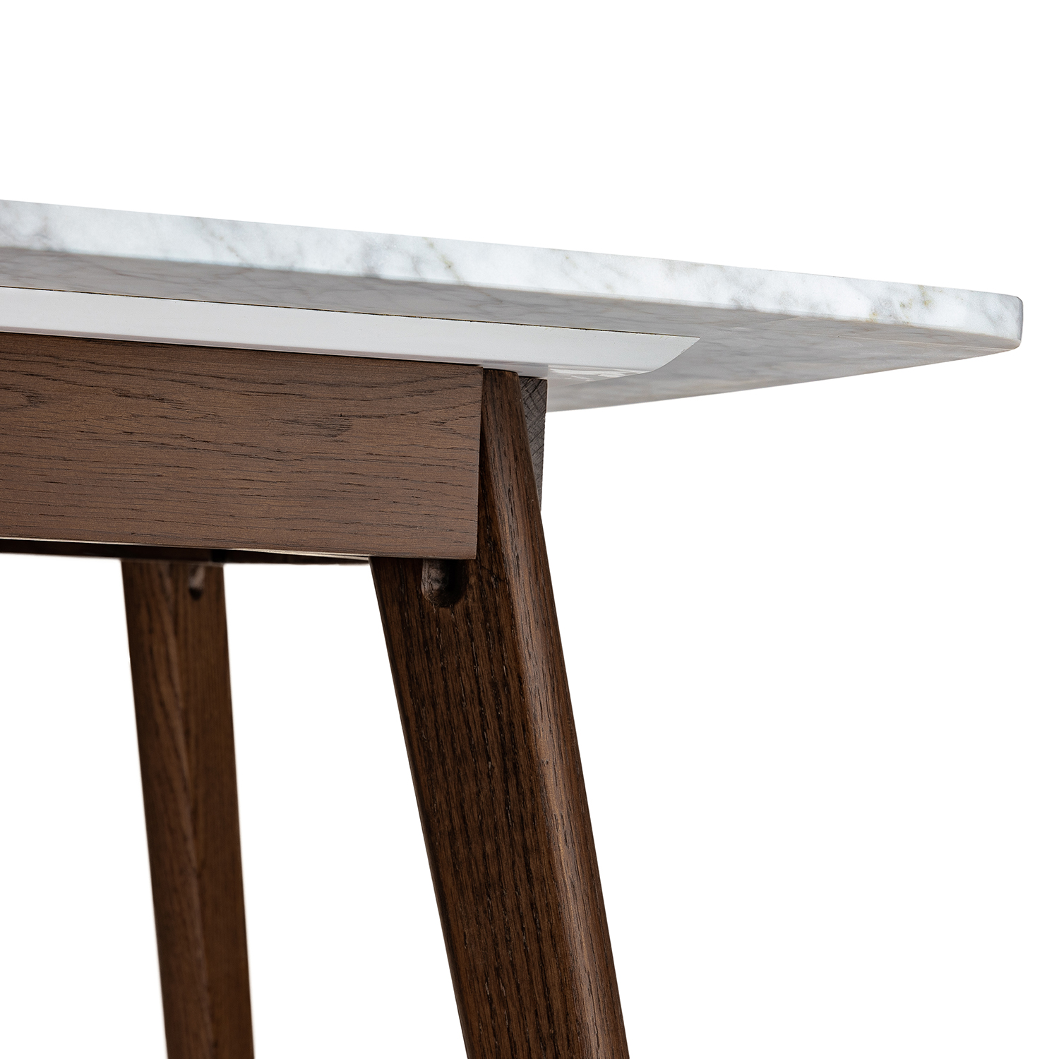 Walnut Cafe Table White Marble Top Solid Wood Legs Mid Century Design Article Vena Modern Furniture