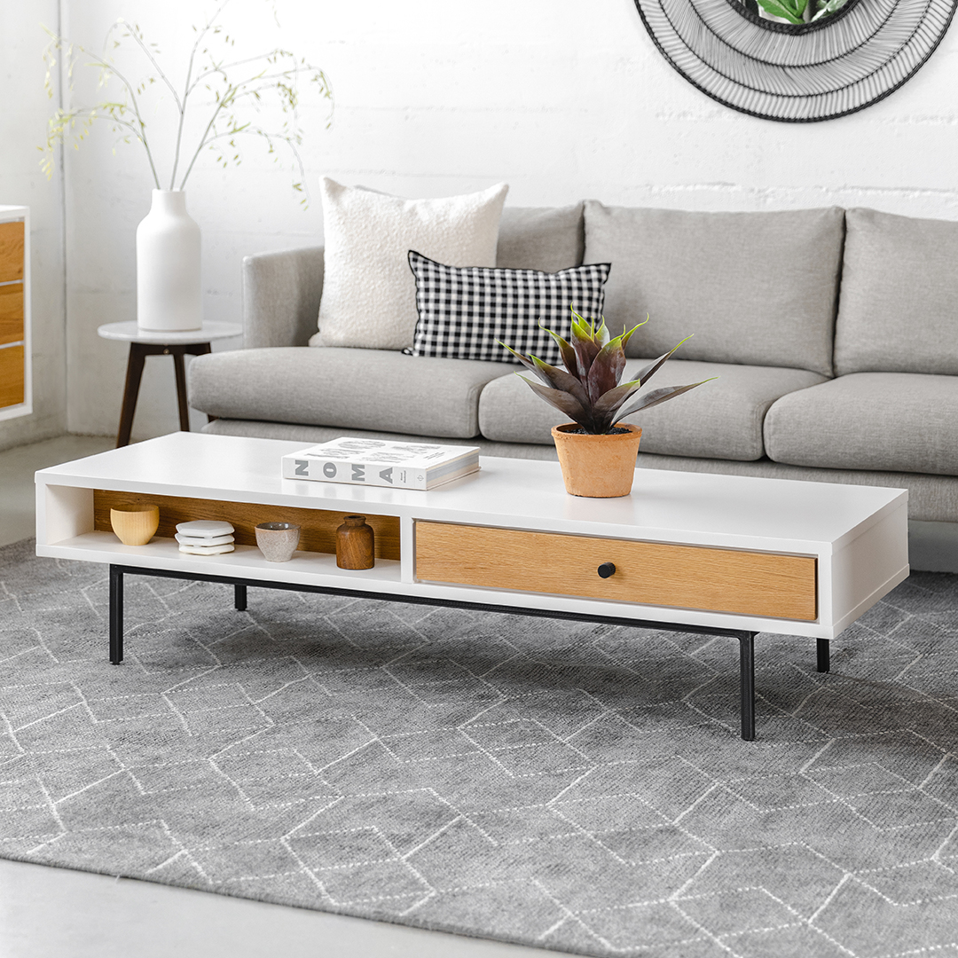 Bios Rustic Oak & White Rectangular Coffee Table | Article