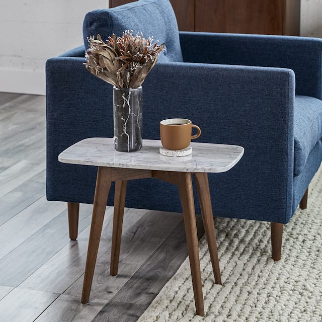 Rectangle Oak & Marble Side Table | Vena | Article