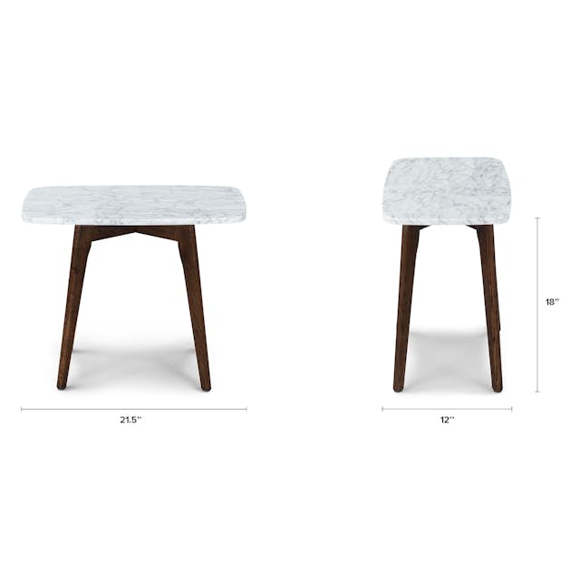 Rectangle Oak & Marble Side Table | Vena | Article