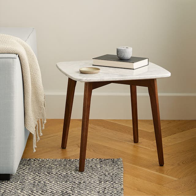 Square Oak & Marble Side Table | Vena | Article