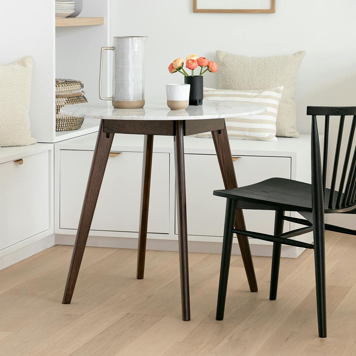 Mara White Marble & Walnut Cafe Table | Article
