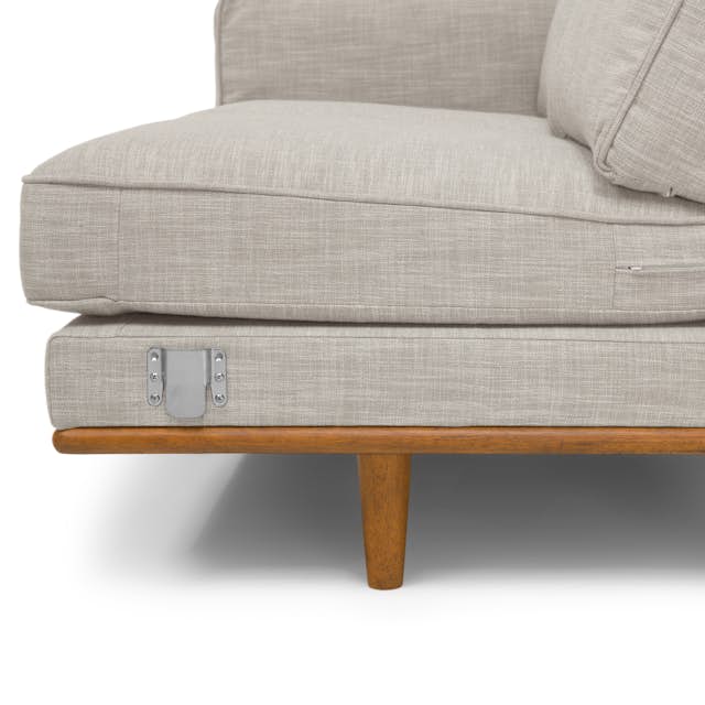 Rain Cloud Gray Timber Fabric Honey Oak 5 Seater Corner Sectional | Article