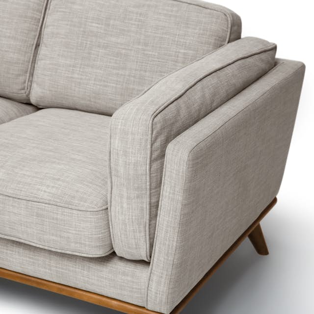 Rain Cloud Gray Timber Fabric Honey Oak 5 Seater Corner Sectional | Article