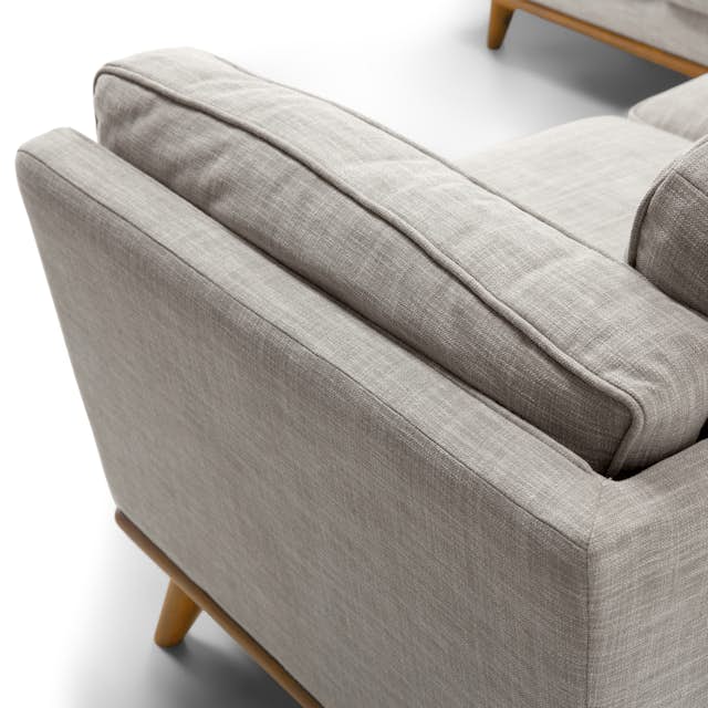 Rain Cloud Gray Timber Fabric Honey Oak 5 Seater Corner Sectional | Article